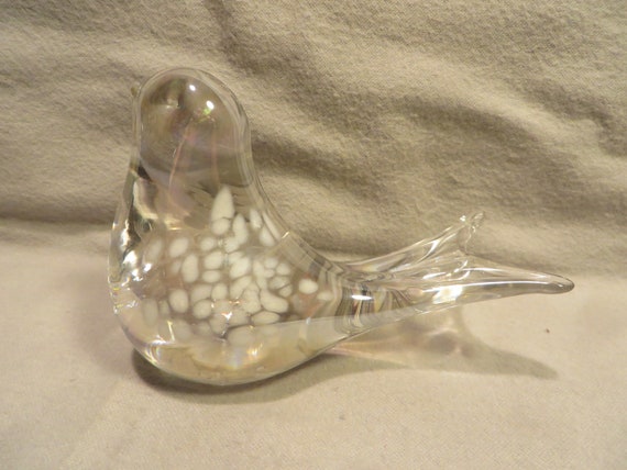 Vintage Balos Iridescent Art Glass Bird Figurine - Etsy