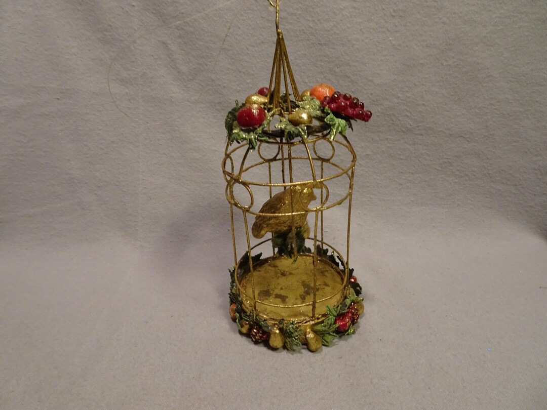 Vintage Metal Bird Cage Christmas Ornament With Partridge and Pear ...
