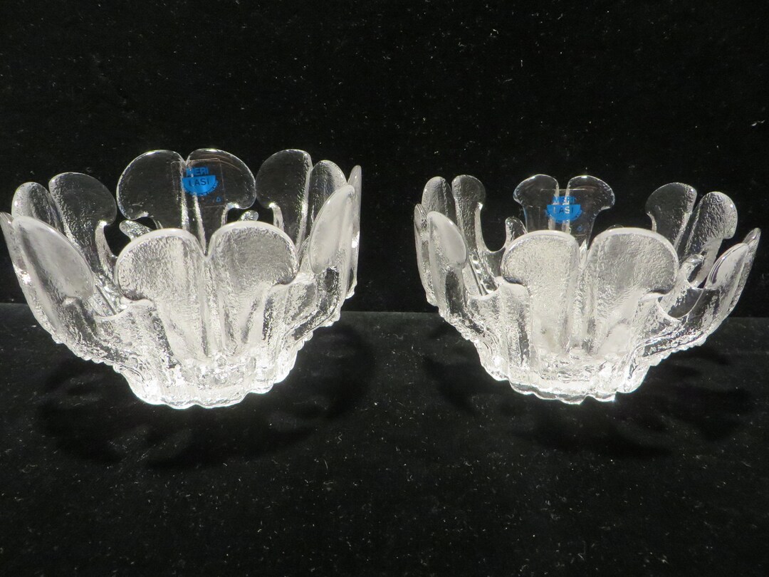 Vintage Pair of Merilasi Finland Glass Votive Candle Holders - Etsy