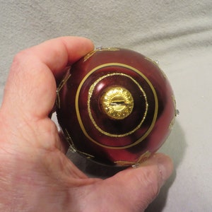 Vintage Egg Shaped Blown Glass Christmas Ornament - Maroon Egg With ...