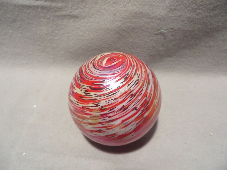 Vintage Art Glass Paperweight Red and White Swirl - Etsy