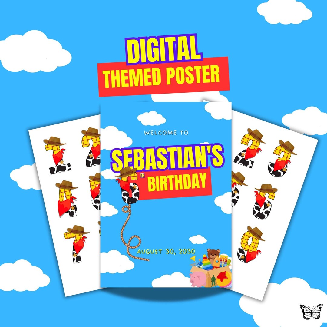 Toy Story Birthday Poster, Digital Themed Invite, Canva Edit, Digital ...