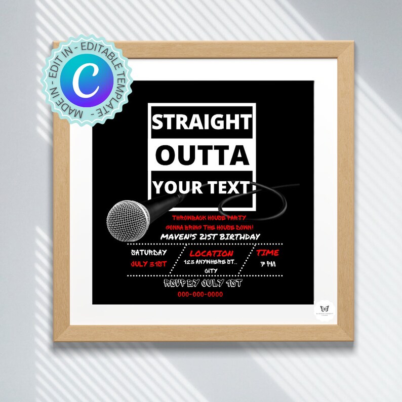 80s 90s Hip Hop Straight Outta Invite, Digital Download, Printable ...
