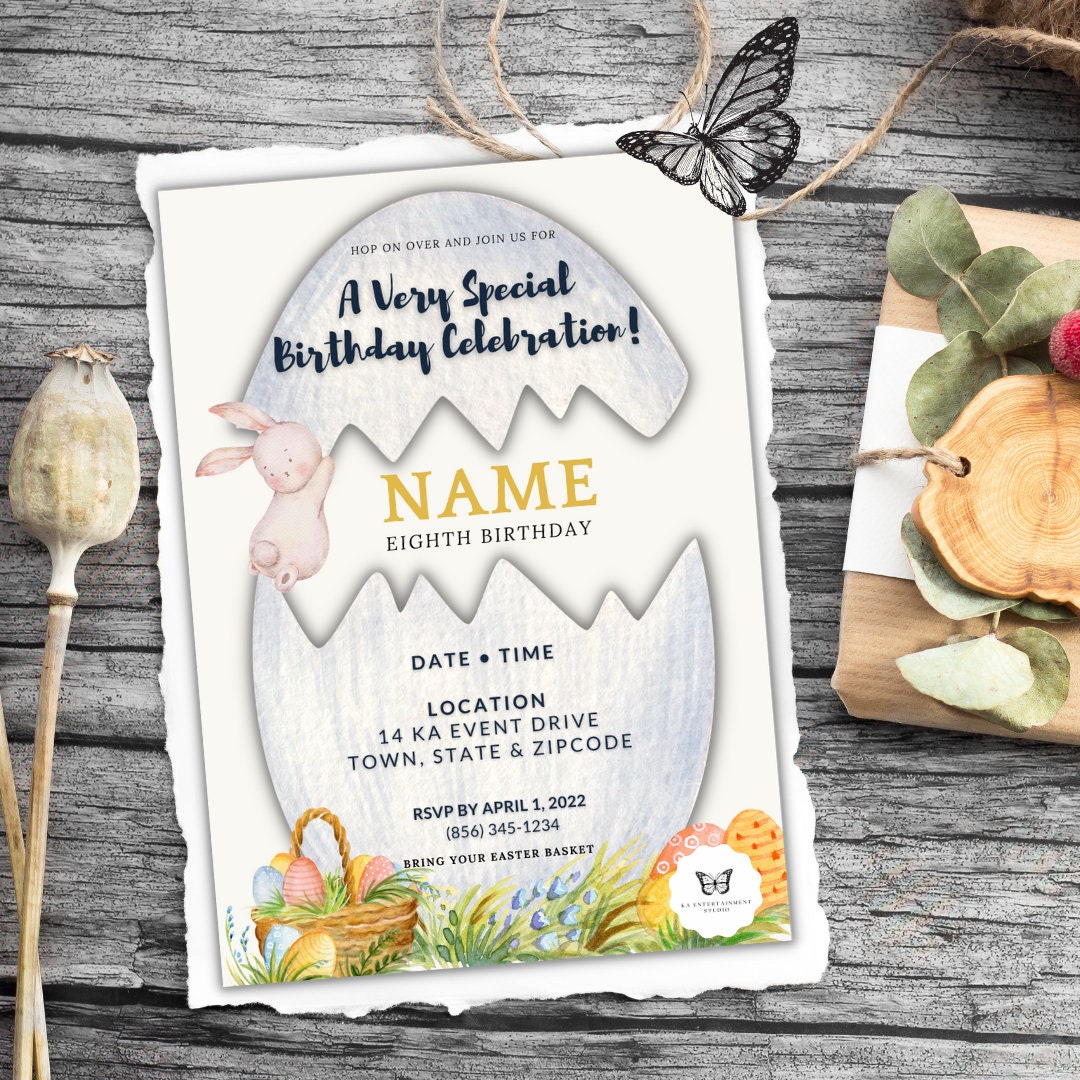 Easter Birthday Invitation Template, Party Invite, Instant Download ...