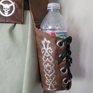 Ren Faire Leather Bottle Holder: Embossed Renaissance Belt Accessory - Etsy