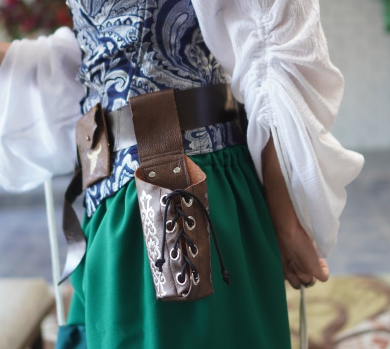 Ren Faire Leather Bottle Holder: Embossed Renaissance Belt Accessory - Etsy