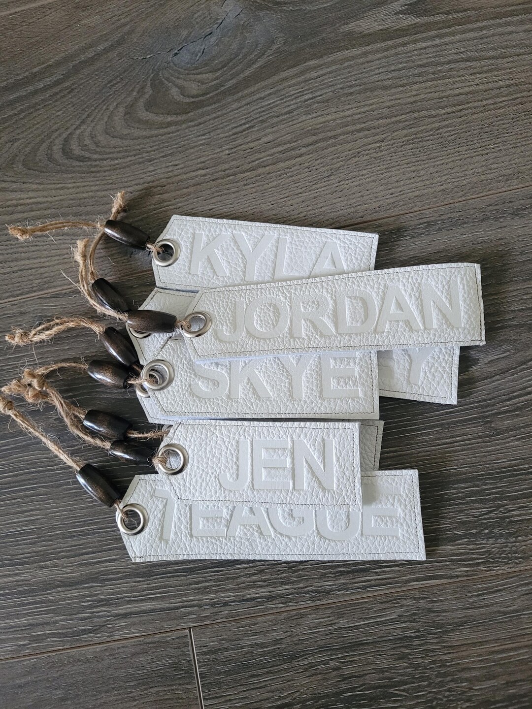 Leather Name Tag, Gift Tag, Place Setting, Bookmark, Leather Bag Tag - Etsy
