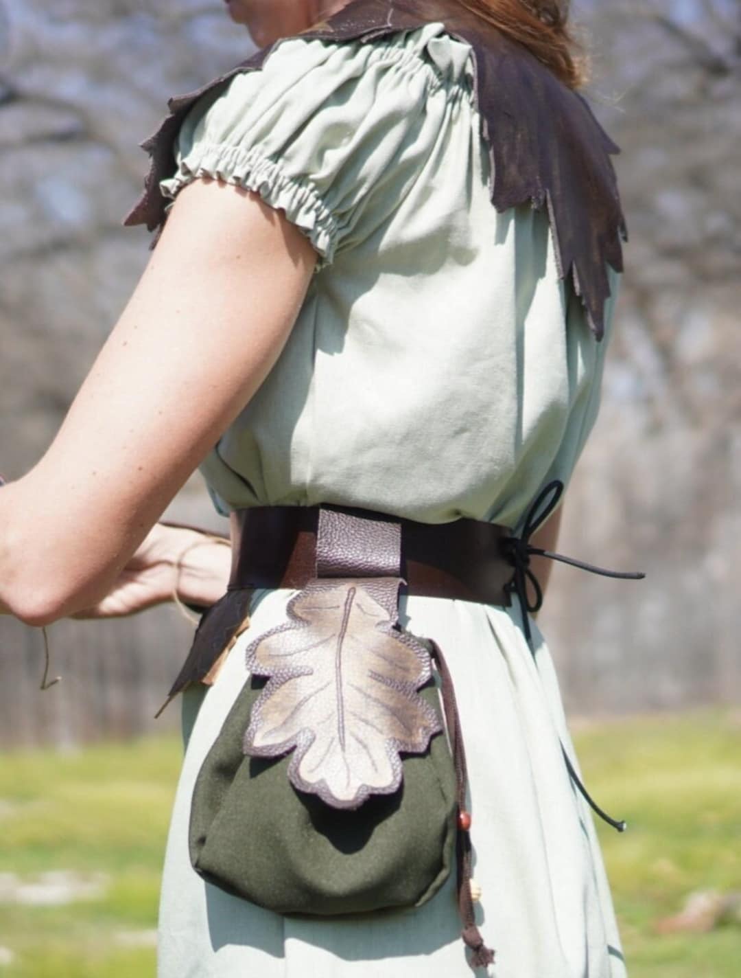 Ren Faire Leather Leaf Pouch, Renaissance Leather Leaf Bag, Belt Pouch ...