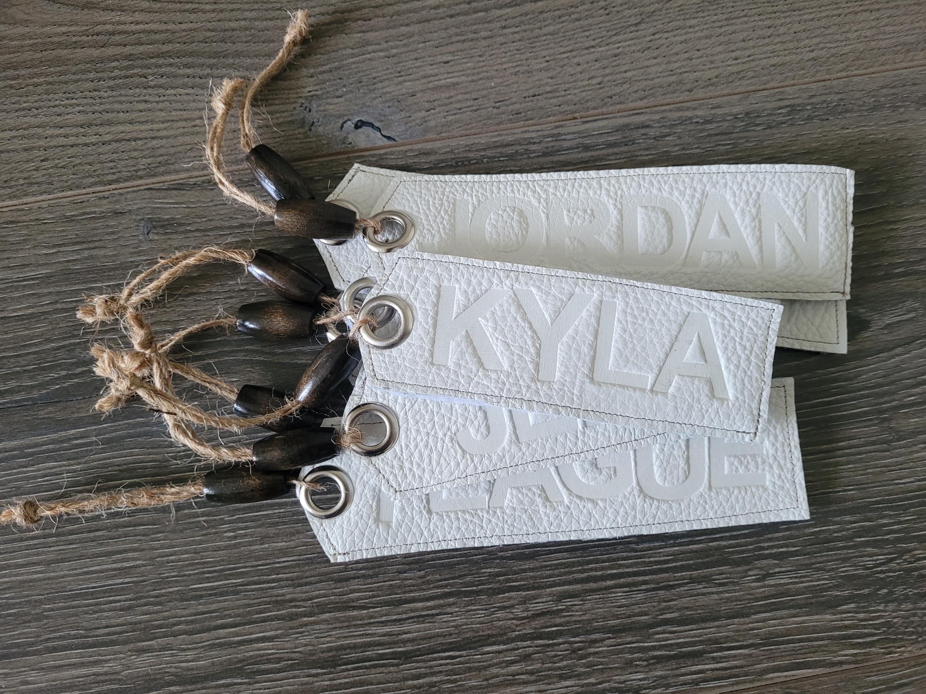 Leather Name Tag, Gift Tag, Place Setting, Bookmark, Leather Bag Tag - Etsy