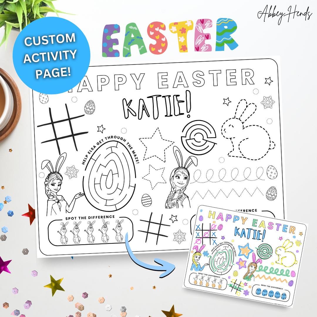Customizable Easter Frozen Activity Page | Kid Easter Printable ...