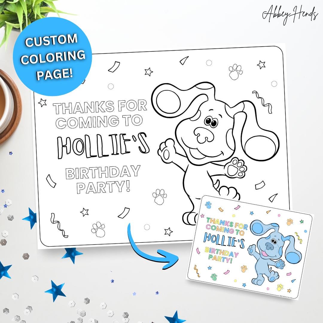 Editable Blue Clue Custom Name Color Page | Digital Download, Custom ...