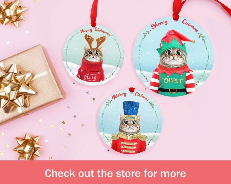 CUSTOM CAT Ornament Christmas Decoration Gift Photo Cat Lover - Etsy