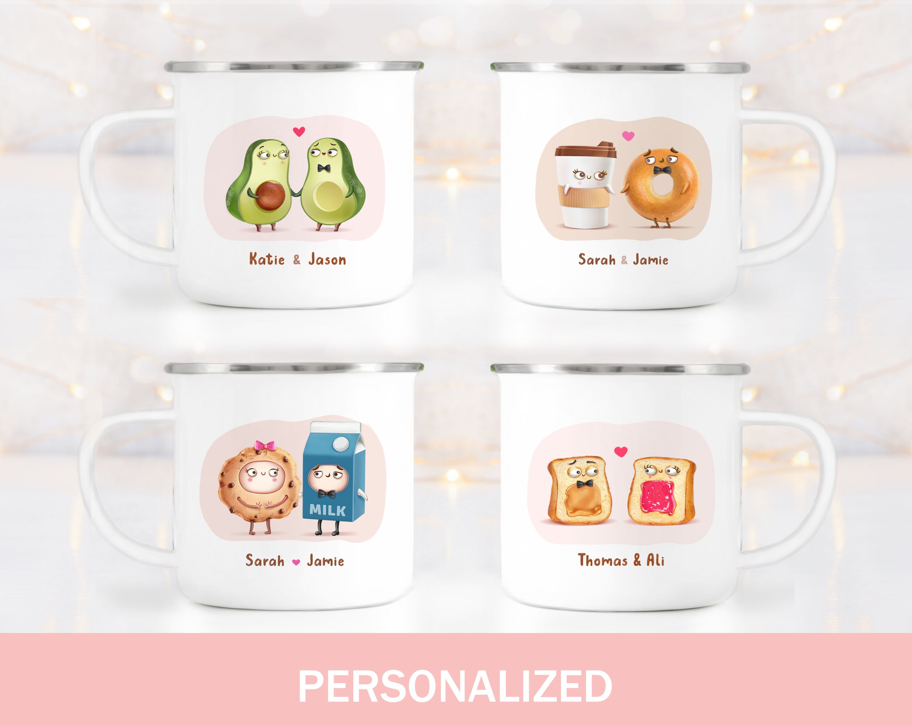 Personalized Couple Mugs Cute Gift Couples Enamel Mug | Etsy