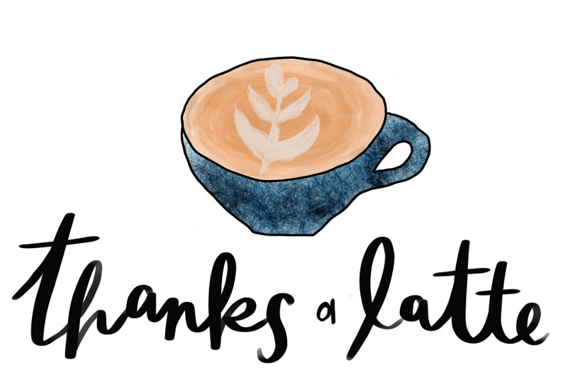 Thank You Card Digital Download - “thanks a Latte” - Etsy