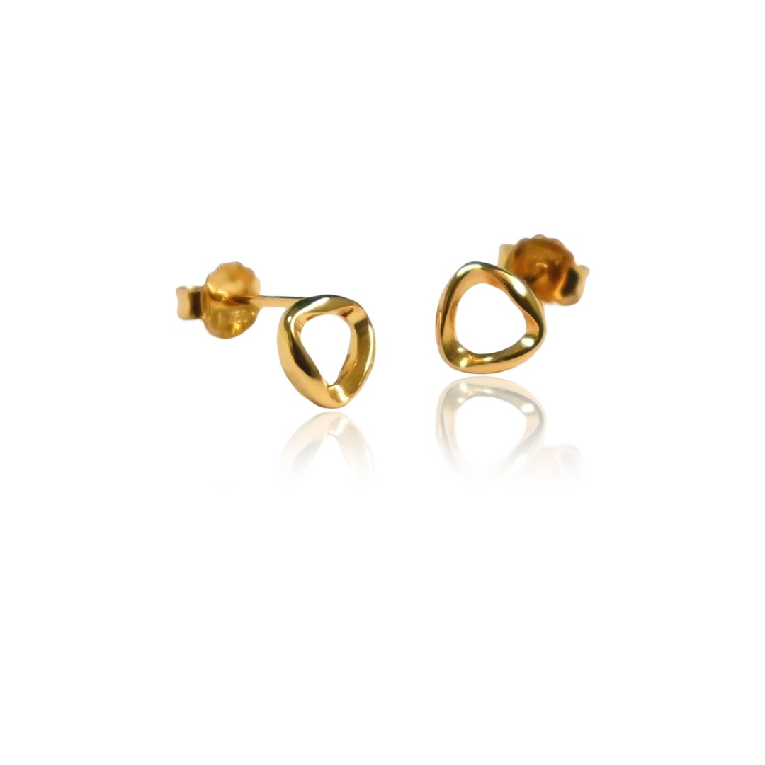 18k Solid Gold Earrings, 18K Solid Gold Earrings, 18k Studs Earrings, Triangle Gold Earrings - Etsy