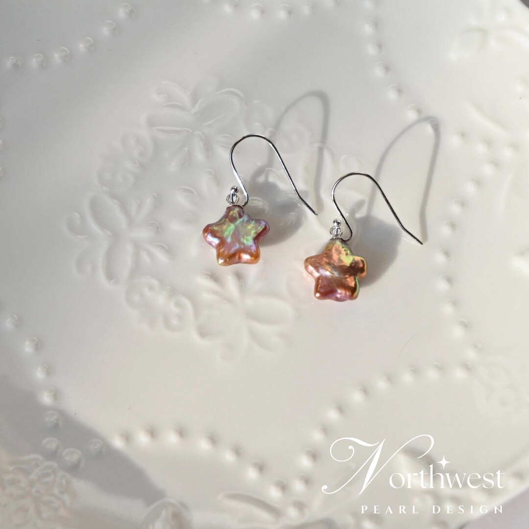 Genuine Cultured Freshwater Star Pearl Earrings,s925 Silver Earrings ...