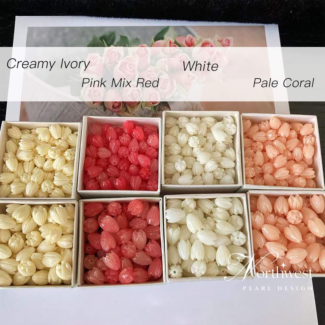 Resin Jasmine Flower Beads,carved Hawaiian Pikake Beads , Jewelry ...