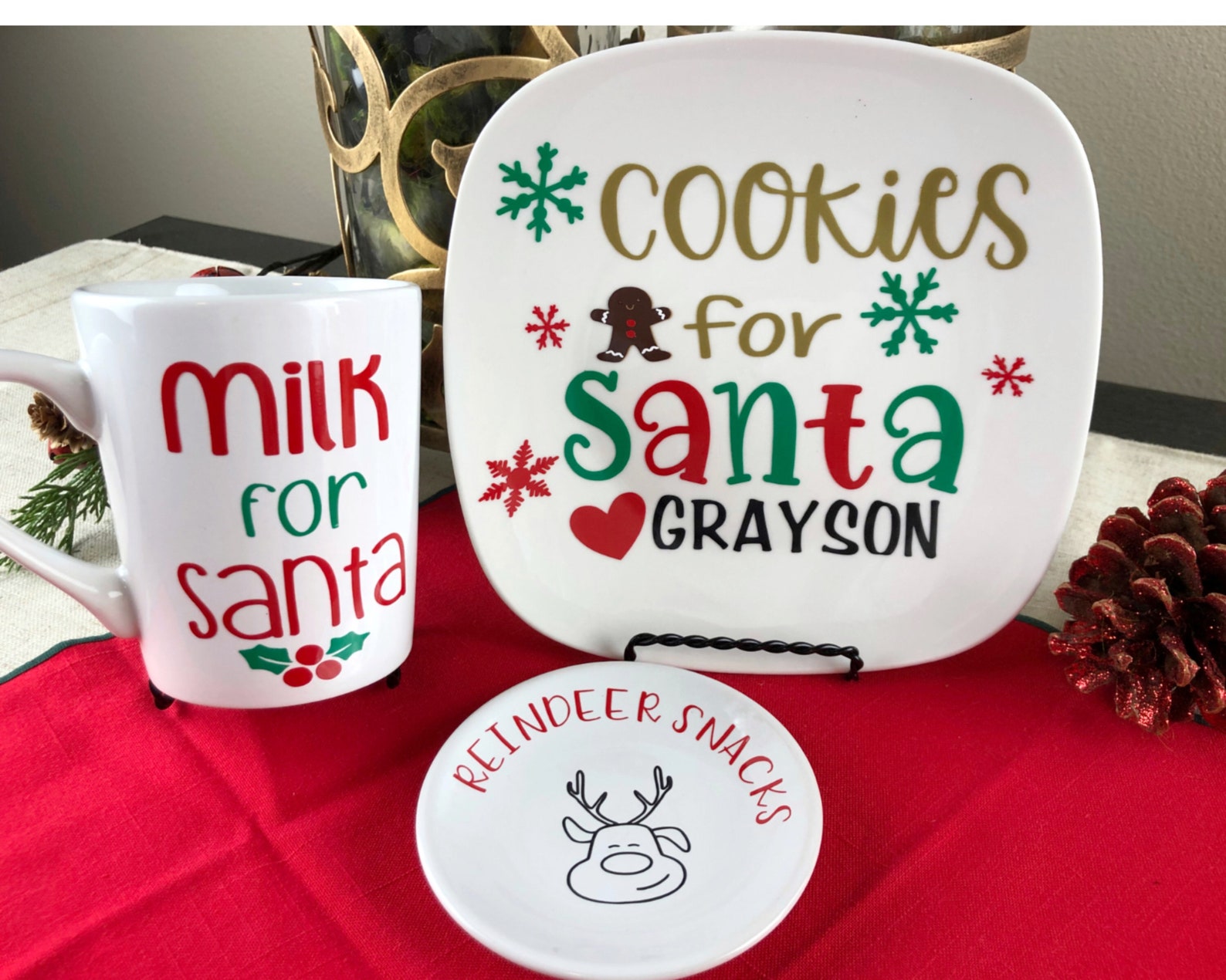 Cookies for Santa Set/santa Cookie Plate Set/santa Milk and | Etsy