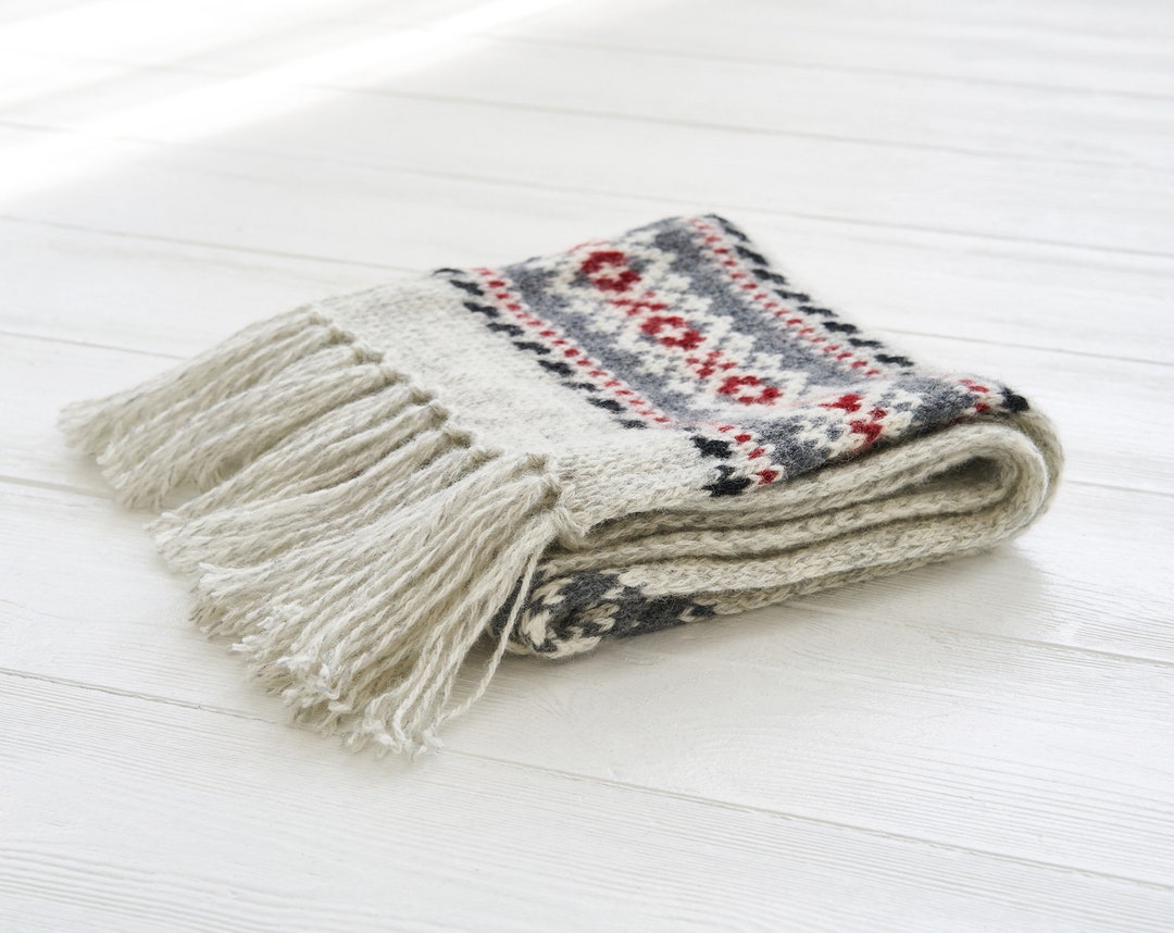 Natural Wool Scarf, Sheep Wool Scarf, Scandinavian Style - Etsy