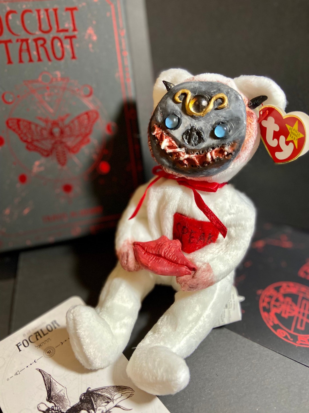 OOAK Iwa the Mouthless | Clayface Art Doll | Scary Bloody Teddy Bear ...