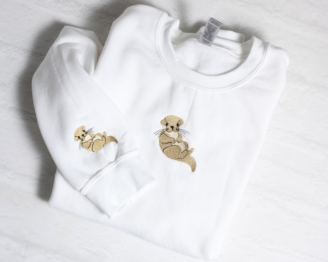 Embroidered Otter Sweatshirt, Cute Otter, Trendy Crewneck, Otter Gift ...