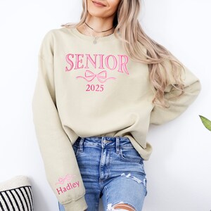 Embroidered Senior Sweatshirt, Coquette Bow, Customized Grad Gift ...