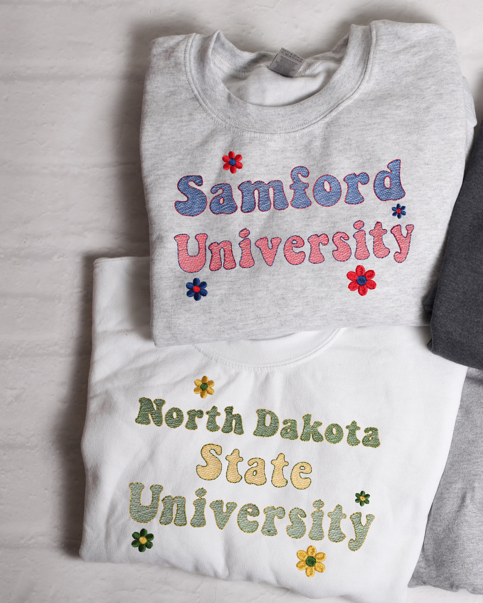 Custom Retro Letter College Name, Embroidered College Crew Sweatshirt ...