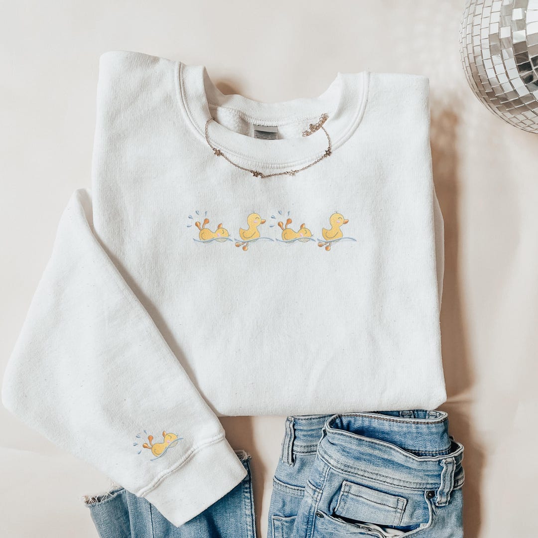 Embroidered Duck Sweatshirt, Ducks Swimming Shirt, Duck Gift, Cute ...