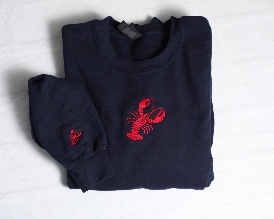 Embroidered Lobster Sweatshirt, Fisherman Aesthetic, Oceancore ...