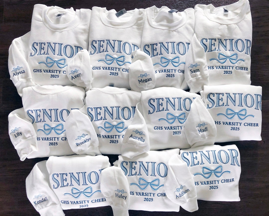 Embroidered Senior Sweatshirt, Coquette Bow, Senior Team Shirts ...
