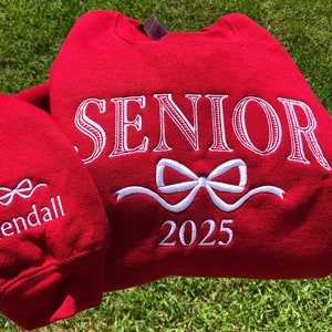 Embroidered Senior Sweatshirt, Coquette Bow, Senior Team Shirts ...