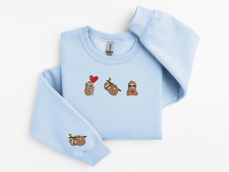 Embroidered Sloth Sweatshirt, Sloth Embroidery Sweater, Sloth Crewneck ...