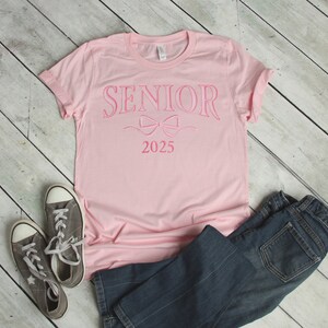Embroidered Senior Tshirt, Coquette Bow, Custom Senior Night, Senior ...
