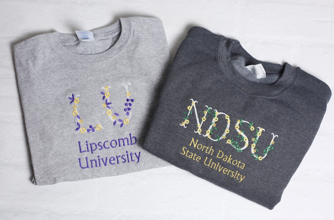 Custom College Floral Embroidered Sweatshirt, Crewneck University ...
