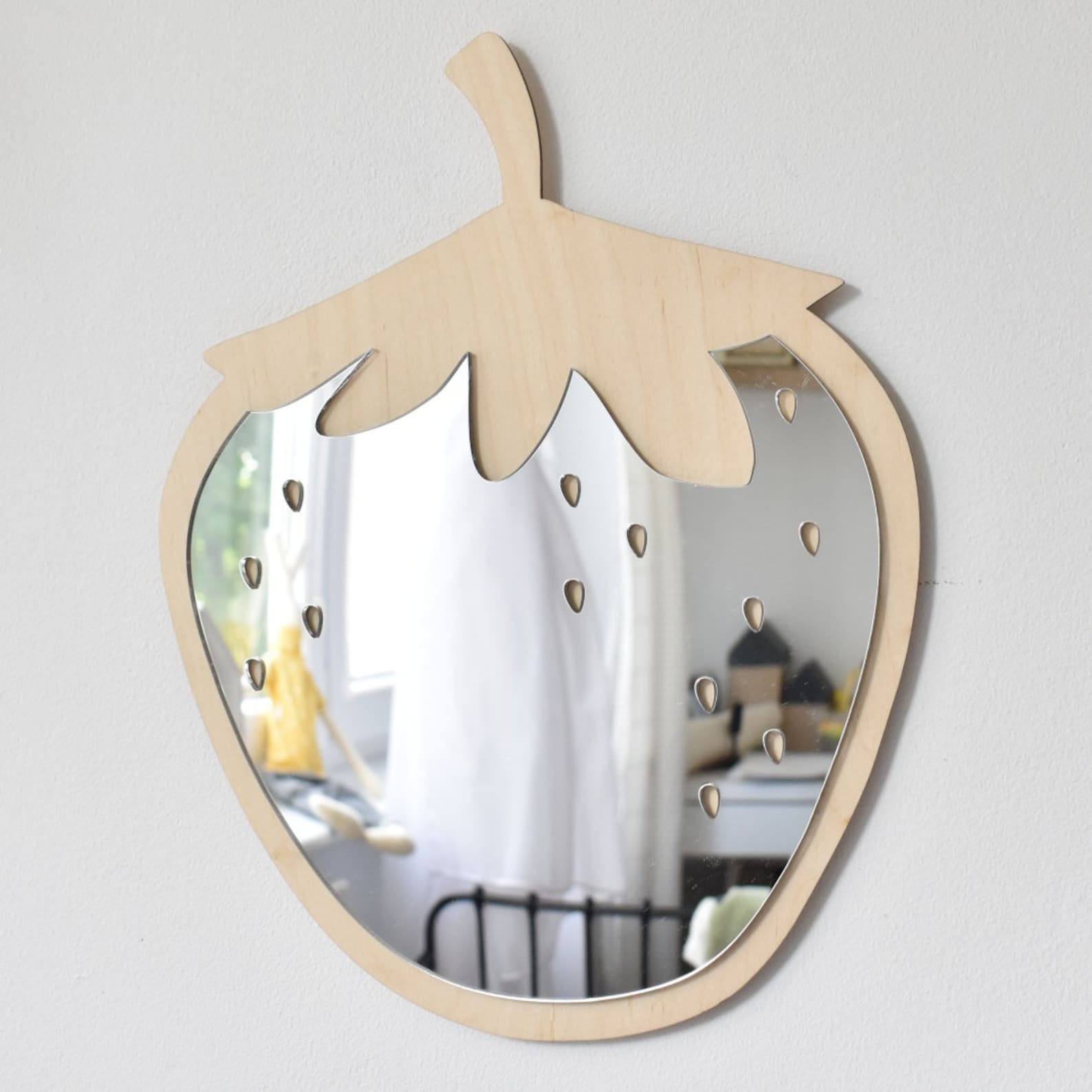 Strawberry Mirror. Shatterproof Wood Mirror. Wooden Decorations for the ...