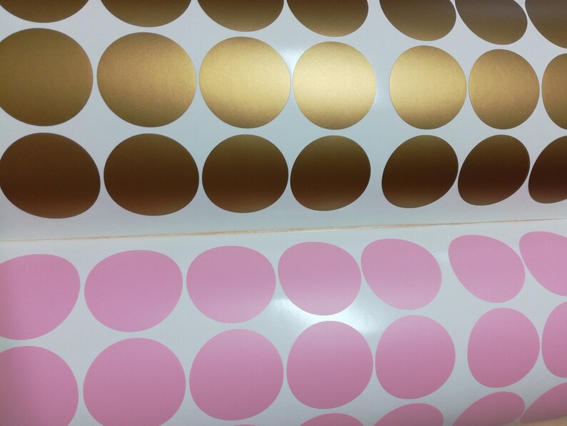 Gold and Pink Dots, Stickers on the Wall, for the Children's Room, the ...
