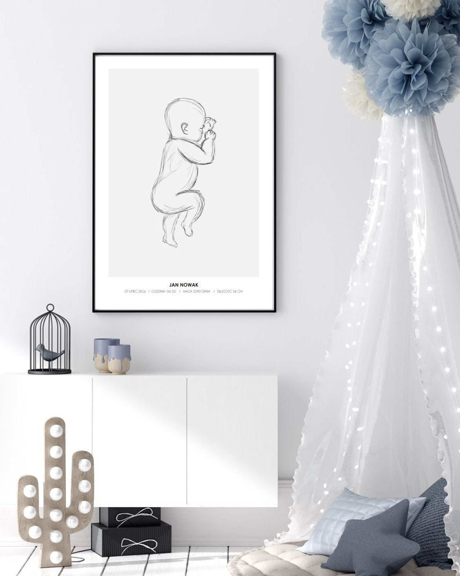 Newborn Poster Birthday Line Art Infant Kids Posters Background Color ...