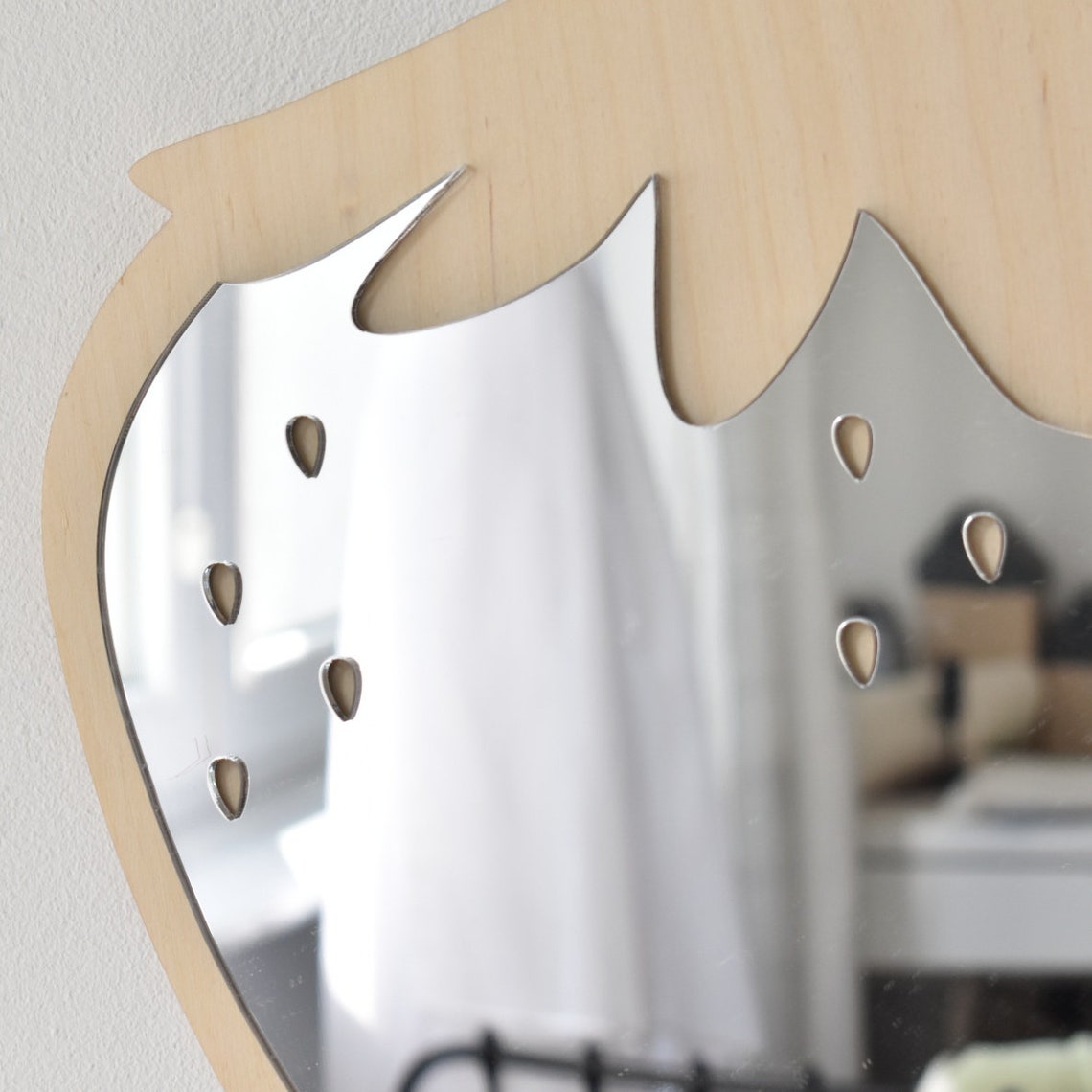 Strawberry Mirror. Shatterproof Wood Mirror. Wooden - Etsy