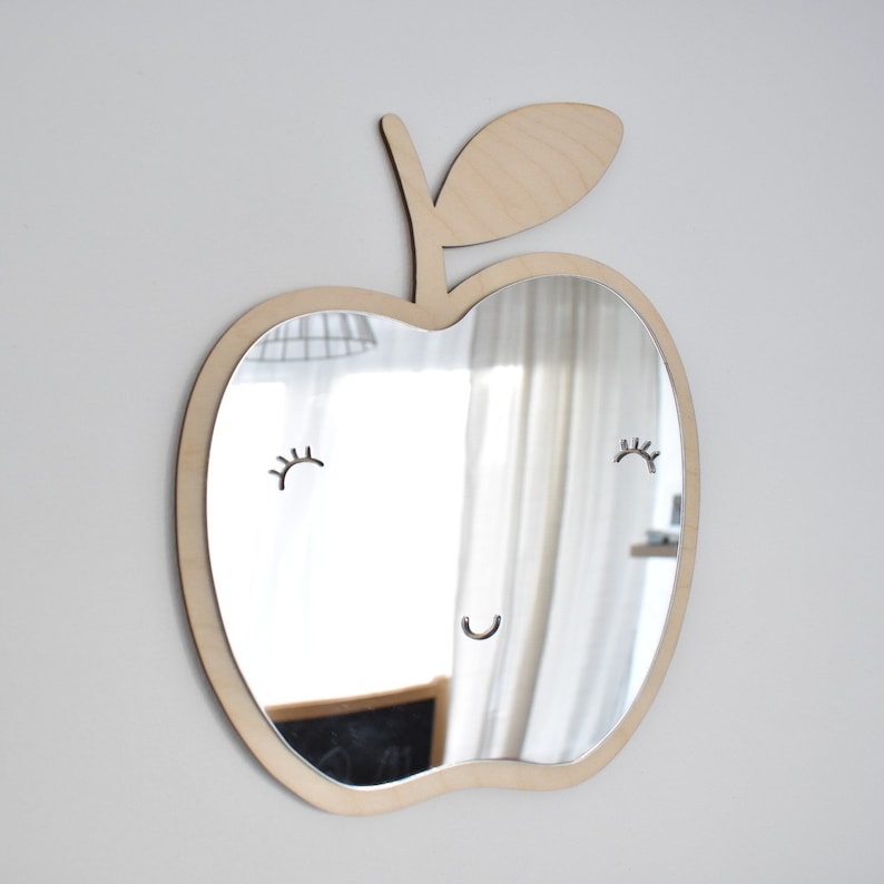 Apple Mirror. Shatterproof Wood Mirror. Wooden Decorations for the ...