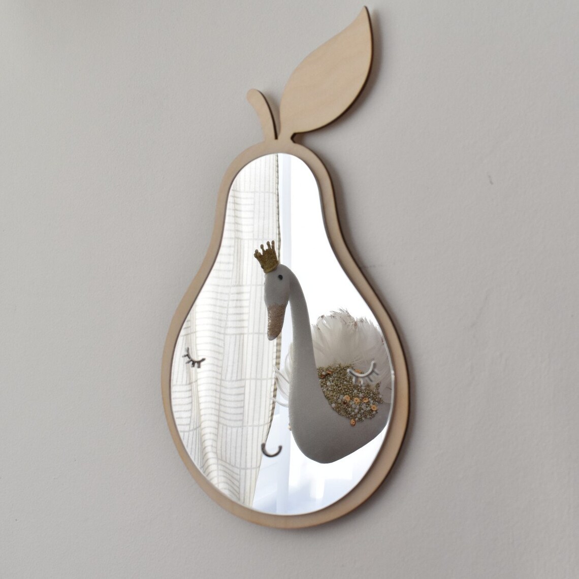 Pear Mirror. Shatterproof Wood Mirror. Wooden Decorations for the ...