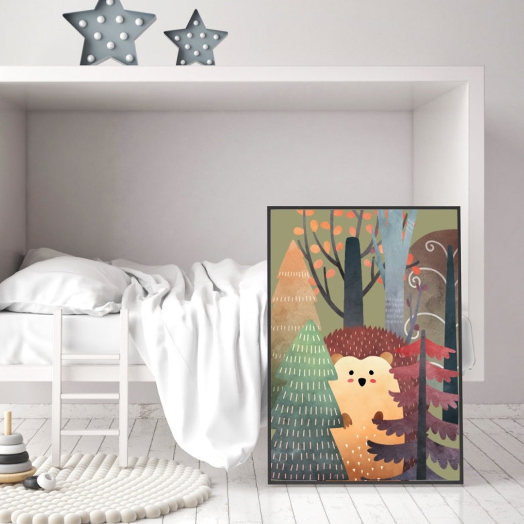 Forest Print Hedgehog Forest Animals Print Animals Art Hedgehog in ...