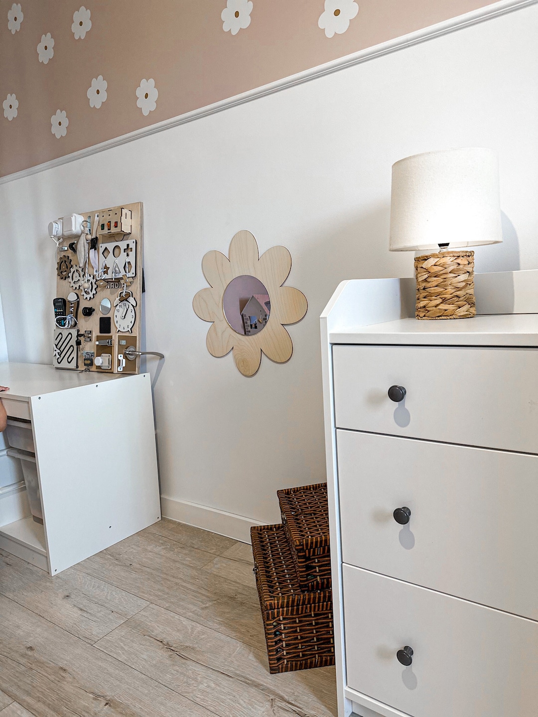 Daisy Mirror Unbreakable Wood Mirror, Wooden Decorations for a Children ...