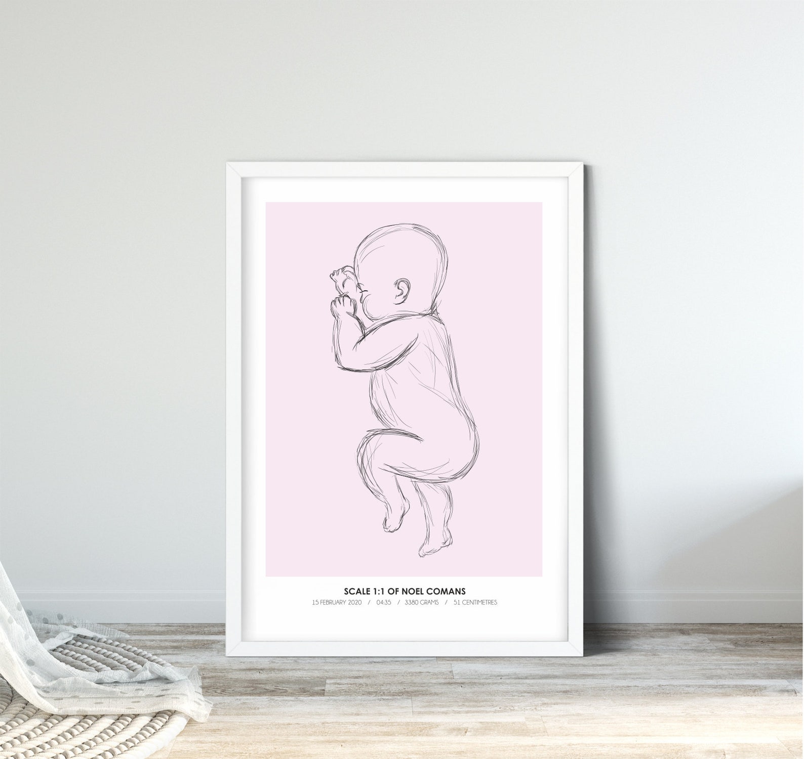 Newborn Poster Birthday Line Art Infant Kids Posters Background Color ...