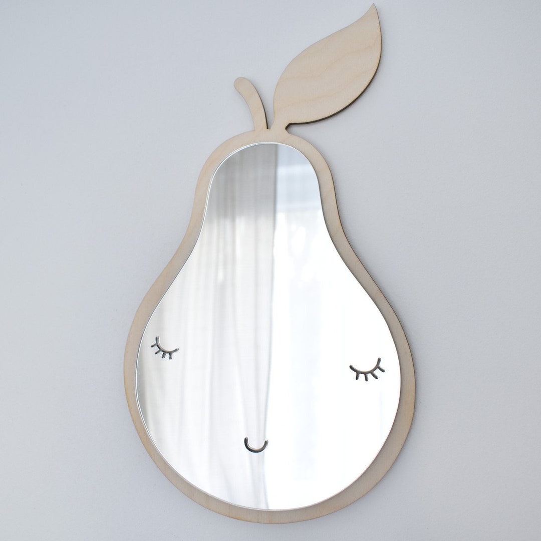 Pear Mirror. Shatterproof Wood Mirror. Wooden Decorations for the ...