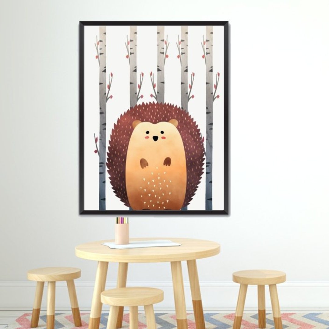 Forest Print Hedgehog Forest Animals Print Animals Art Hedgehog in ...