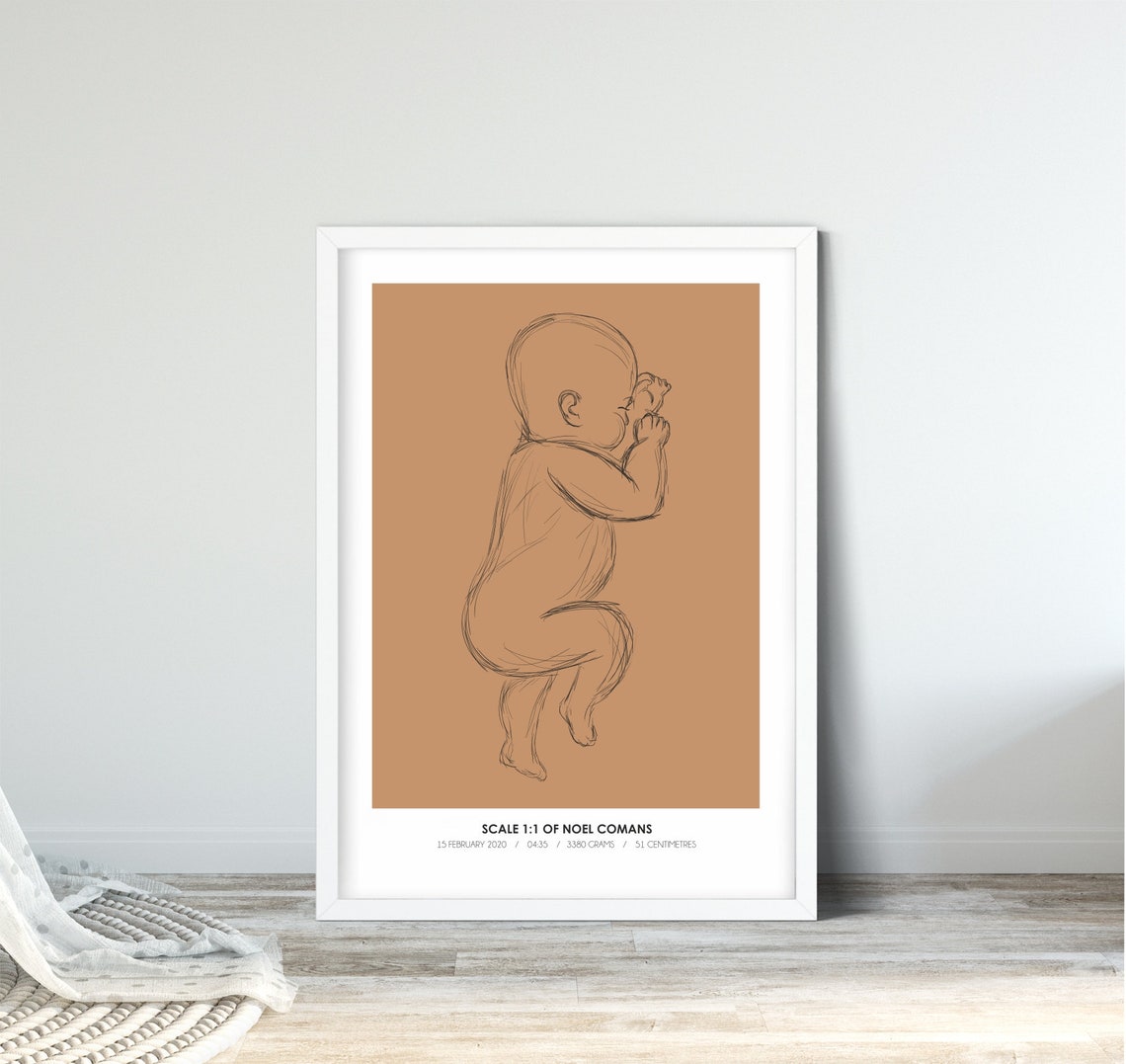 Newborn poster birthday Line art Infant Kids Posters | Etsy