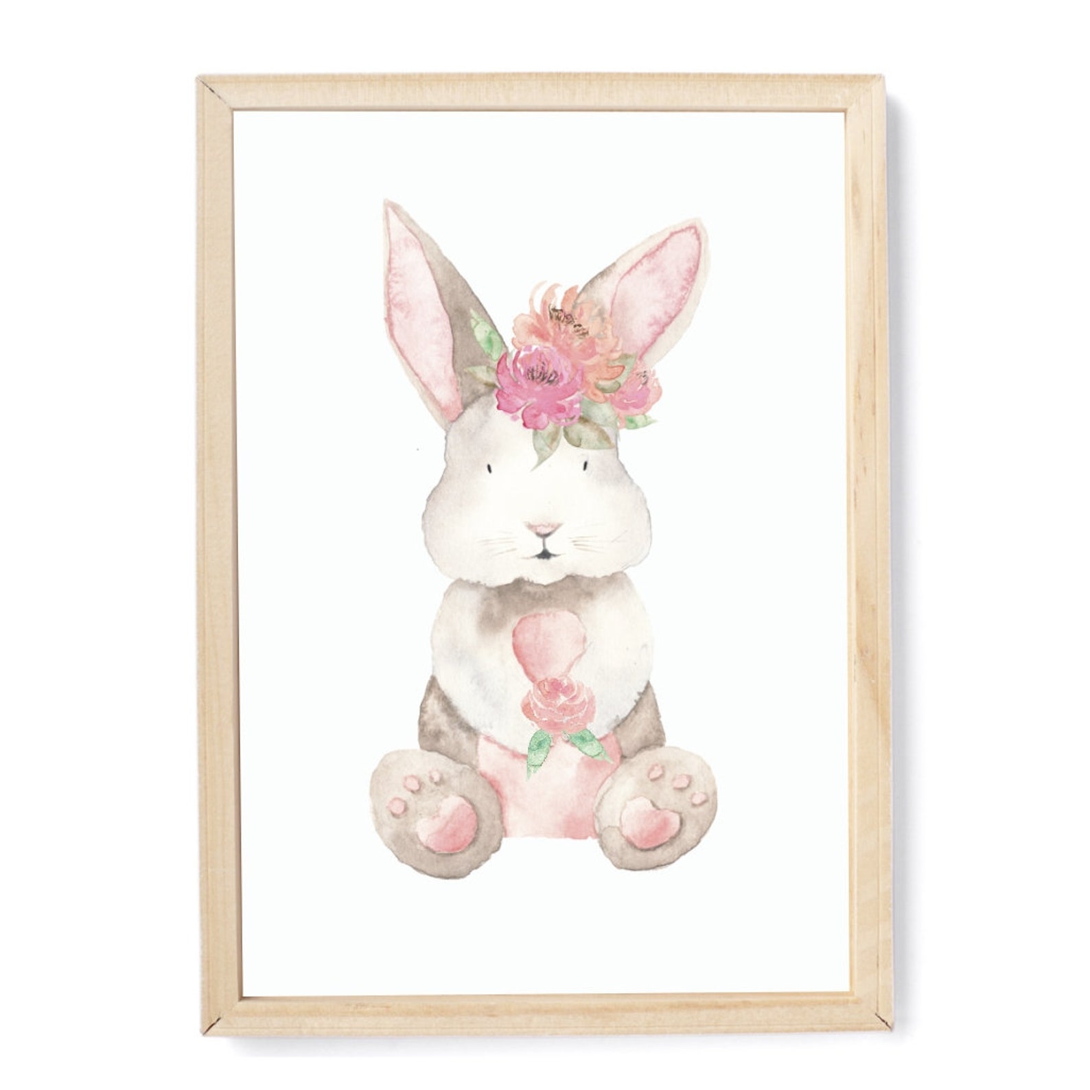 Rabbit Poster Woodland Animals Nursery Art Print Forest - Etsy