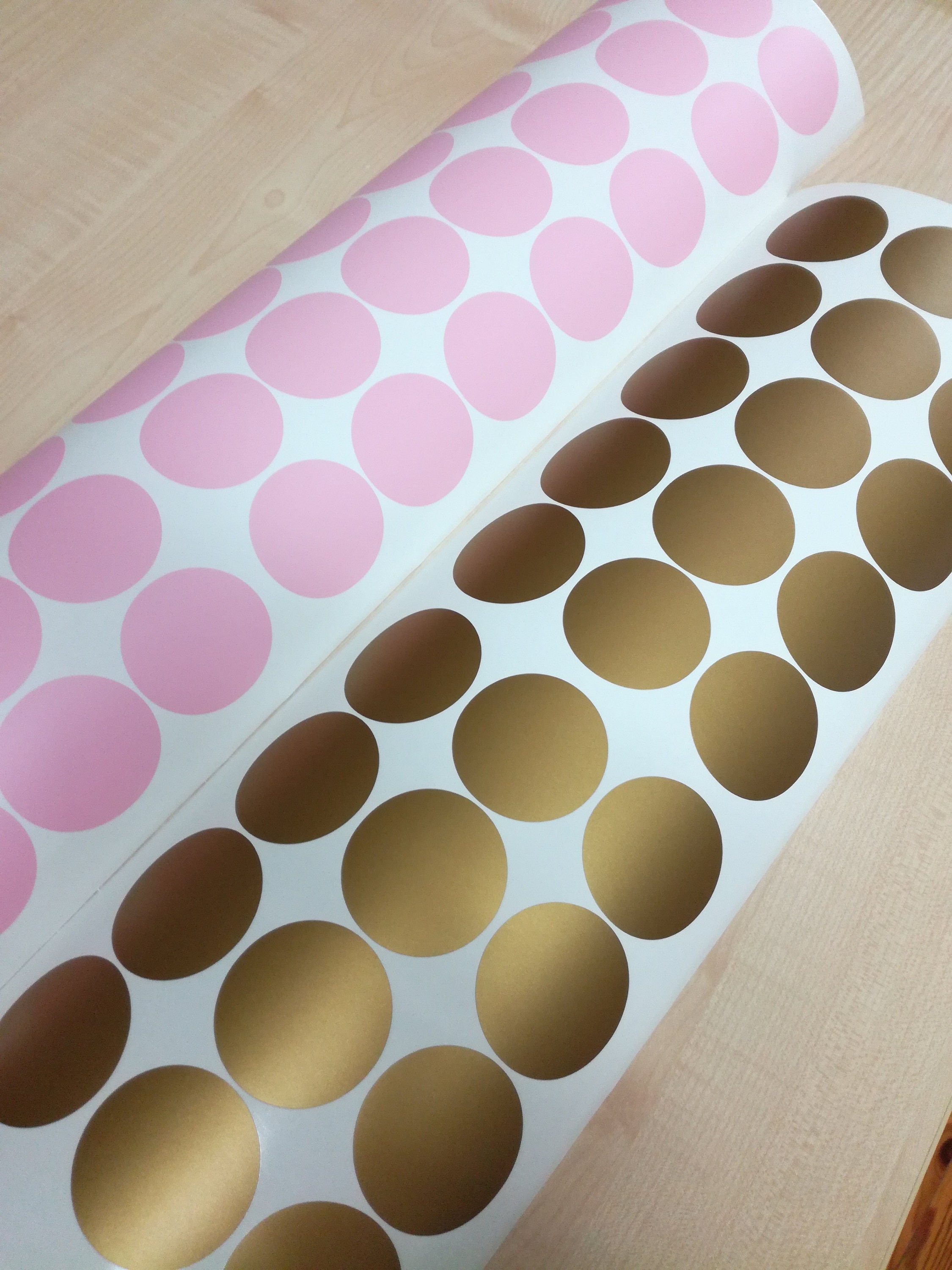 Gold and Pink Dots Stickers on the Wall for the | Etsy