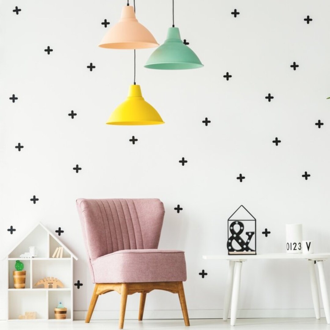 Plus Sign Wall Decals, Modern Cross Vinyl Stickers, Boys or Girls, for ...