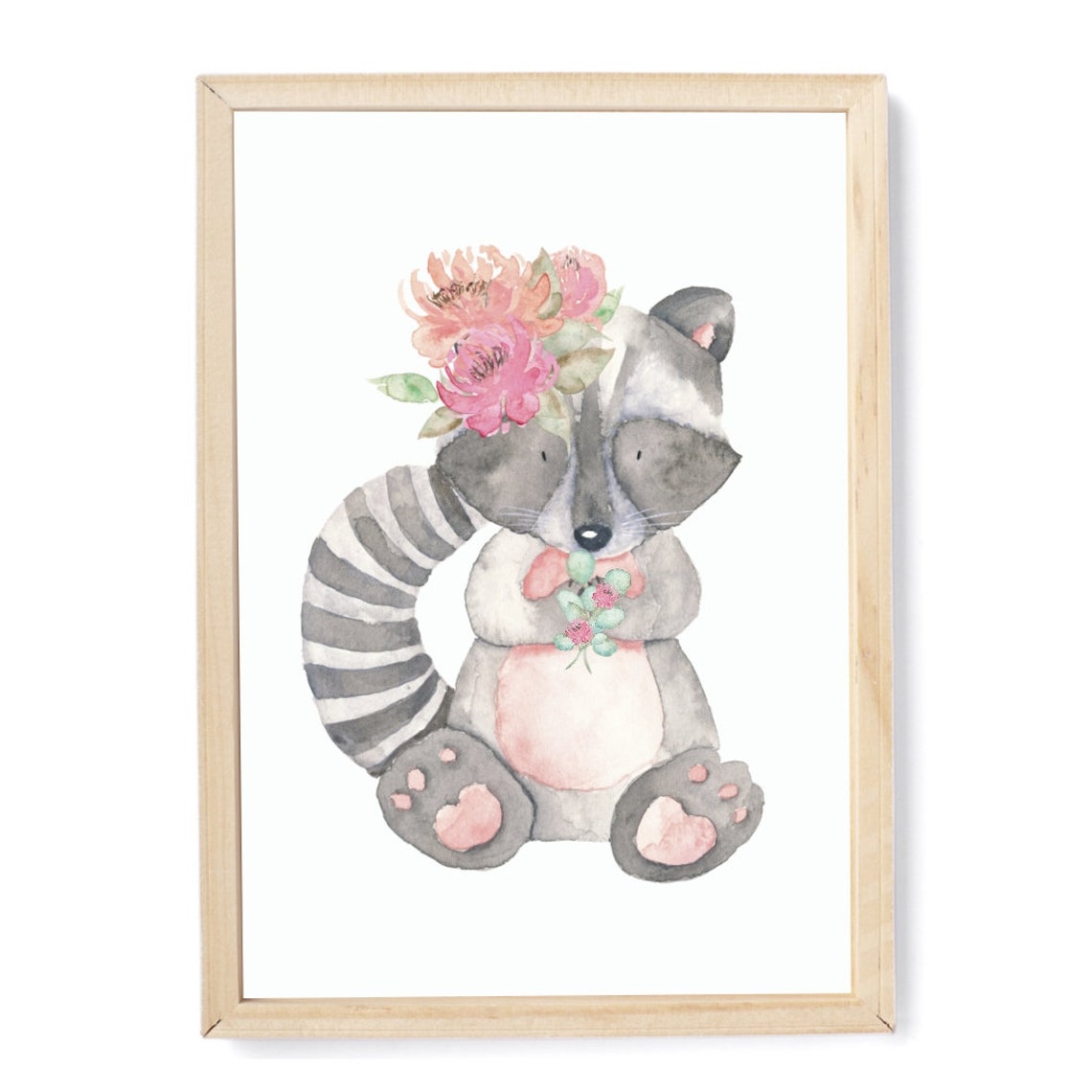 Raccoon Poster Woodland Animals Nursery Art Print Forest - Etsy